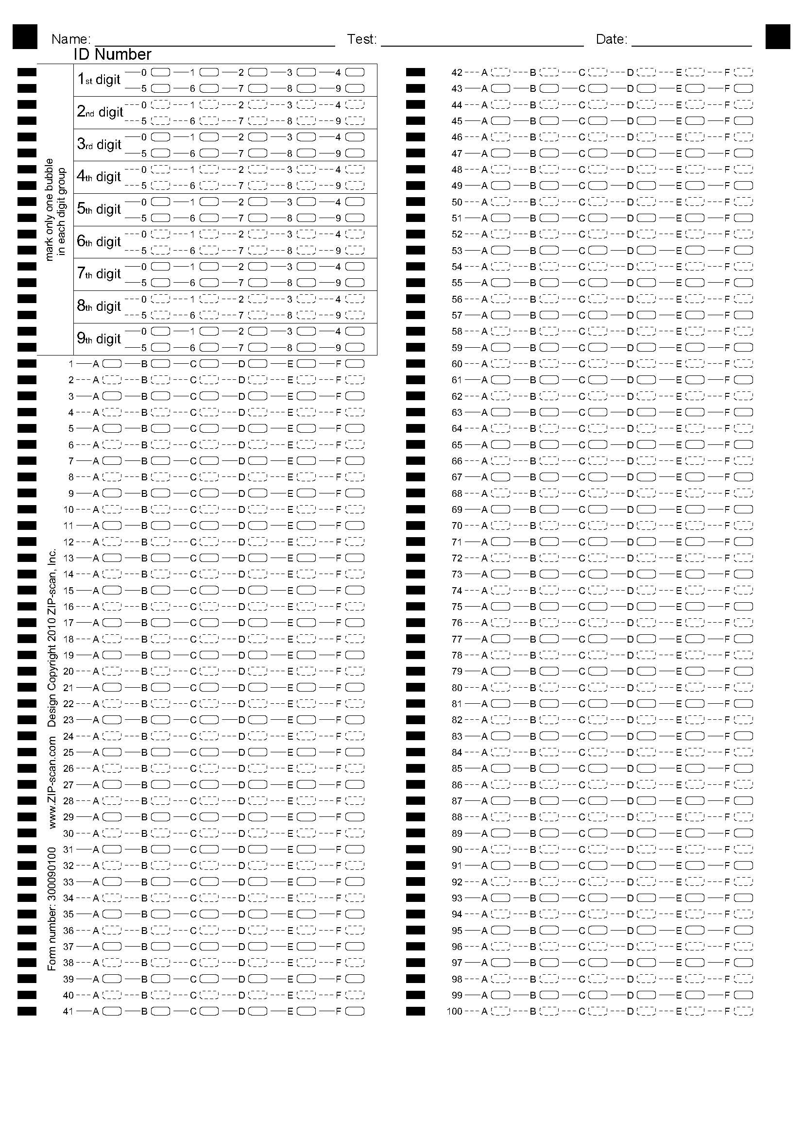 OMR Software Exam Scoring Machine Printable Test Answer Sheet Zip